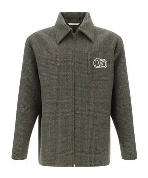 Valentino Garavani Logo Embellished Zip-up Coat