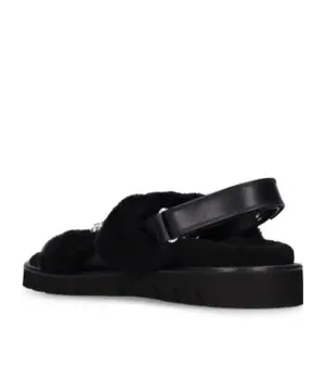 ROGER VIVIER Embellished Fur Slingback Sandals