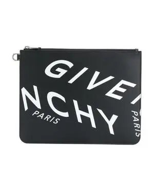 Givenchy Split Logo Print Clutch - Black