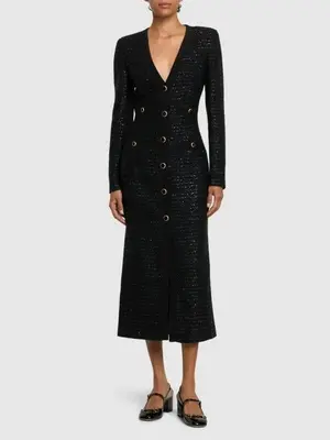 Alessandra Rich Sequined Tweed Button-front Dress