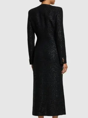 Alessandra Rich Sequined Tweed Button-front Dress