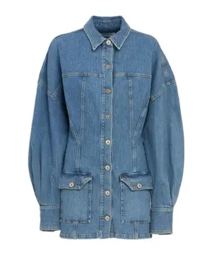 Attico Denim Mini Dress With Button Closure