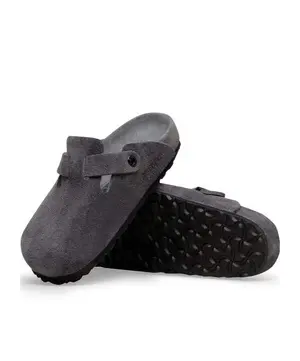 BIRKENSTOCK Boston Suede Clogs - Black