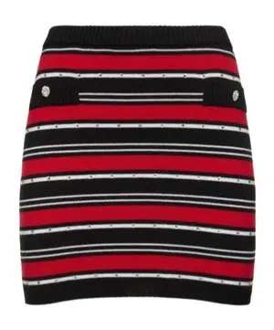 Alessandra Rich Striped Knitted Mini Skirt