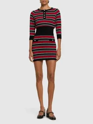 Alessandra Rich Striped Knitted Mini Skirt