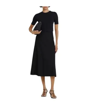 Brunello Cucinelli Wool Blend Midi Skirt - Black