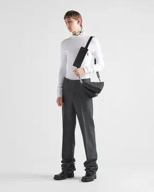 Prada Saffiano Leather And Leather Shoulder Bag