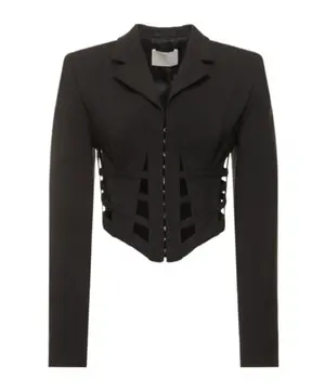 DION LEE Wool Blend Corset Cutout Blazer