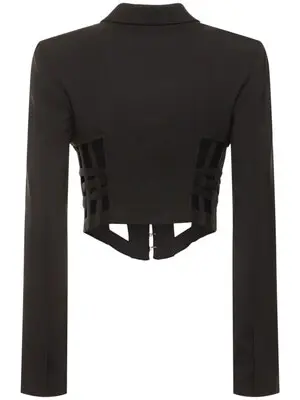 DION LEE Wool Blend Corset Cutout Blazer