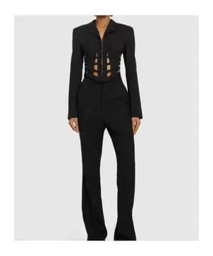 DION LEE Wool Blend Corset Cutout Blazer