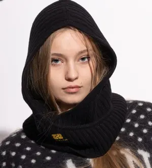GANNI Logo-embroidered Ribbed Balaclava