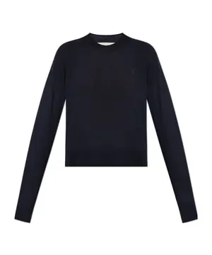 AMI Paris Logo Embroidered Knitted Jumper - Black