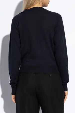AMI Paris Logo Embroidered Knitted Jumper - Black