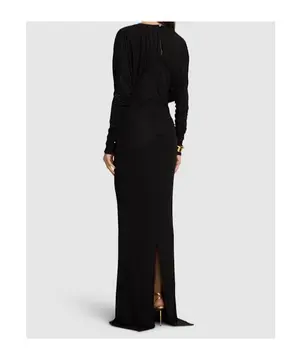16Arlington Long Sleeve Maxi Dress With Button Fastening And Back Slits