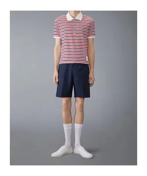 Thom Browne Pressed Crease Chino Shorts With Buckled Detail