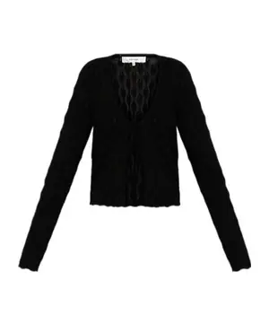 FRAME Pointelle-knit Tie-fastening Cropped Cardigan