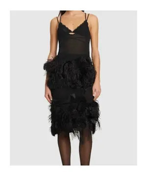 Attico Feather Embellished Slip Dress