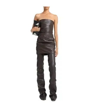 Attico Leather Strapless Mini Dress With Ruching And Zip Closure