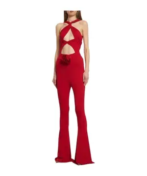 Magda Butrym Jersey Cutout Flower Bodysuit