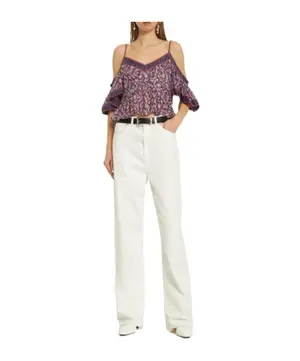 Isabel Marant Étoile Garuva Printed Cotton Cold Shoulder Top