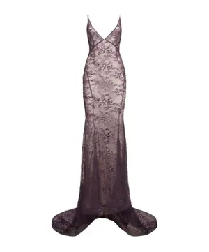 Attico Embroidered Lace Gown