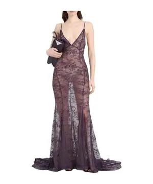 Attico Embroidered Lace Gown