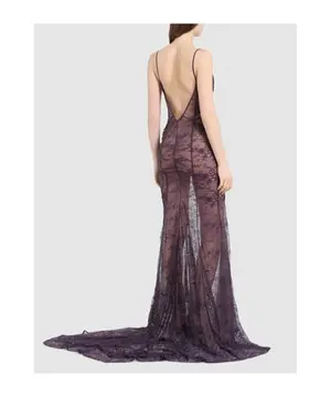 Attico Embroidered Lace Gown