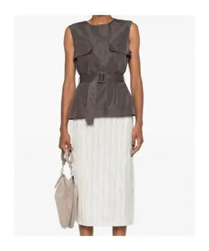 P.a.r.o.s.h Sleeveless Belted Top With Chest Pockets - Black