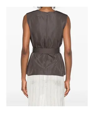 P.a.r.o.s.h Sleeveless Belted Top With Chest Pockets - Black