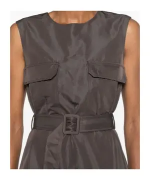 P.a.r.o.s.h Sleeveless Belted Top With Chest Pockets - Black