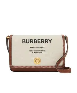 Burberry Horseferry Print Cotton Canvas And Leather Shoulder Bag