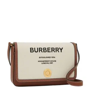 Burberry Horseferry Print Cotton Canvas And Leather Shoulder Bag