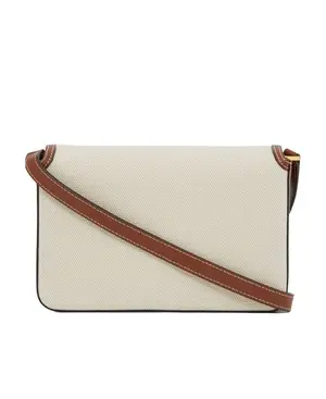 Burberry Horseferry Print Cotton Canvas And Leather Shoulder Bag