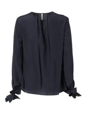 Max Mara Long Sleeve Crewneck Blouse With Tie Detail