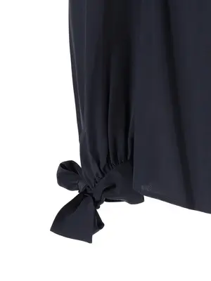 Max Mara Long Sleeve Crewneck Blouse With Tie Detail