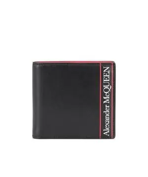 Alexander McQueen Striped Detailed Logo Wallet - Black