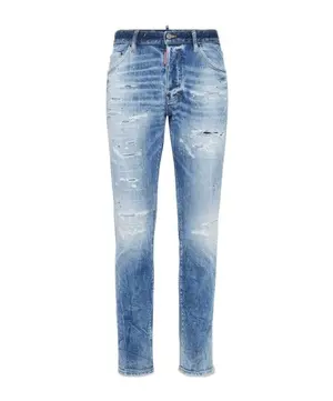 Dsquared2 Distressed Cool Guy Jeans With Whisker Effect And Splash Details - Navy