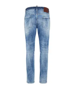 Dsquared2 Distressed Cool Guy Jeans With Whisker Effect And Splash Details - Navy
