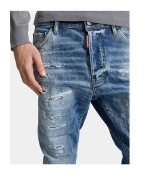 Dsquared2 Distressed Cool Guy Jeans With Whisker Effect And Splash Details - Navy