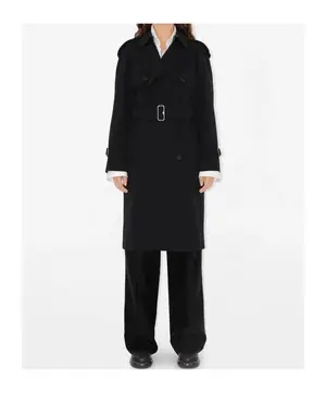 Burberry Double Breasted Belted Trench Coat - Black