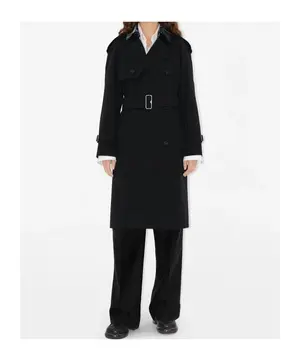 Burberry Double Breasted Belted Trench Coat - Black