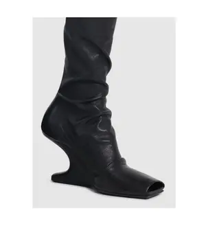 Rick Owens 80mm Cantilever Leather Sock Boots
