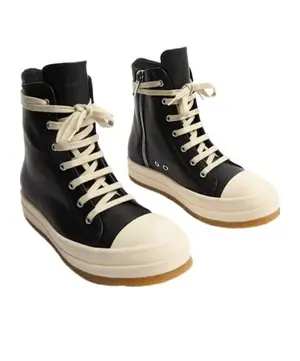 Rick Owens 20mm Crepe Leather High Top Sneakers
