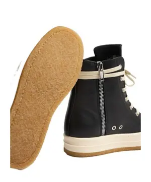 Rick Owens 20mm Crepe Leather High Top Sneakers