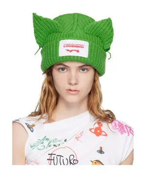 CHARLES JEFFRREY LOVERBOY Chunky Ears Beanie Hat - Green