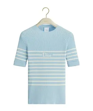 Dior Dioriviera Short-Sleeved Fitted Sweater Blue