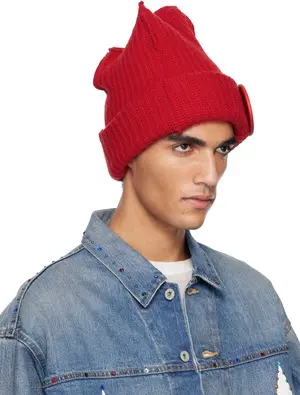 CHARLES JEFFRREY LOVERBOY Ribbed Knit Beanie Hat