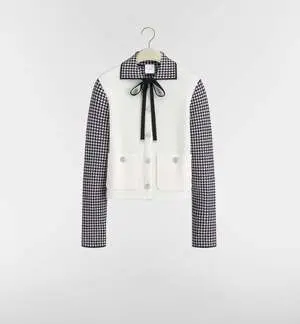 Dior Houndstooth Long Sleeve Jacket - White