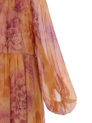 Celine Floral Print Silk Muslin Caftan Dress