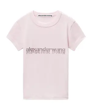 Alexander Wang Crystal Hotfix Graphic T-shirt - Pink